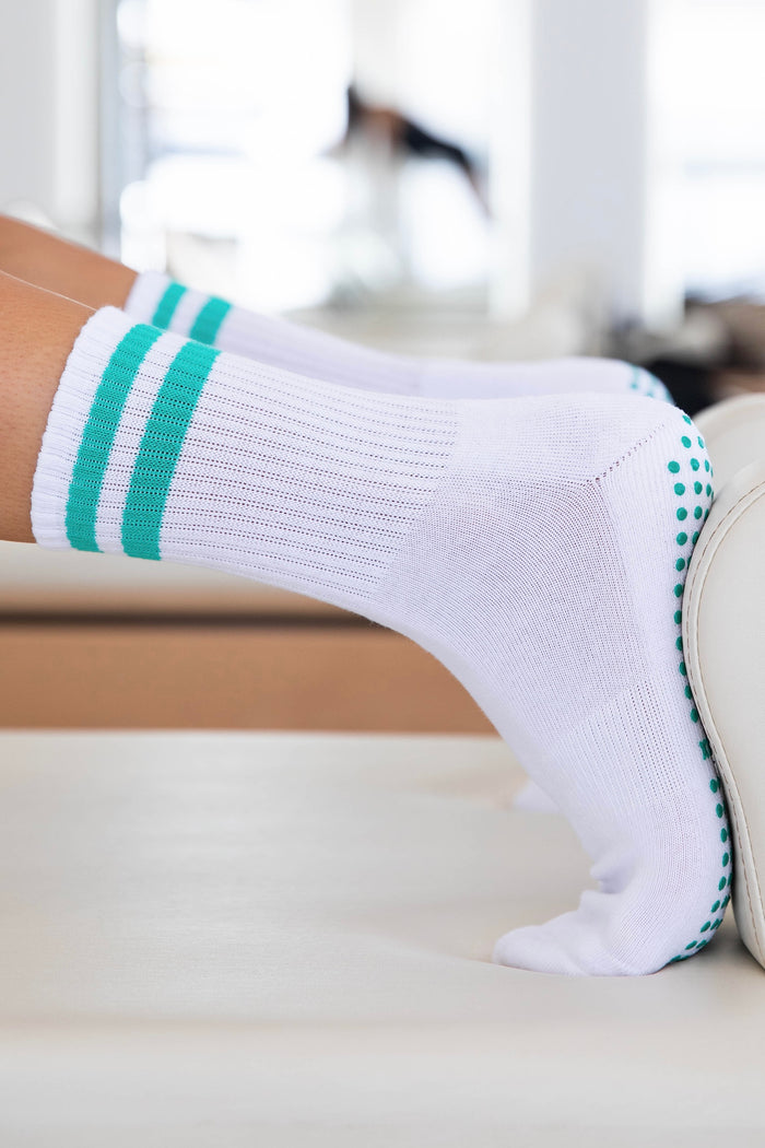 Green Crew Grip Socks | Non Slip Pilates Socks